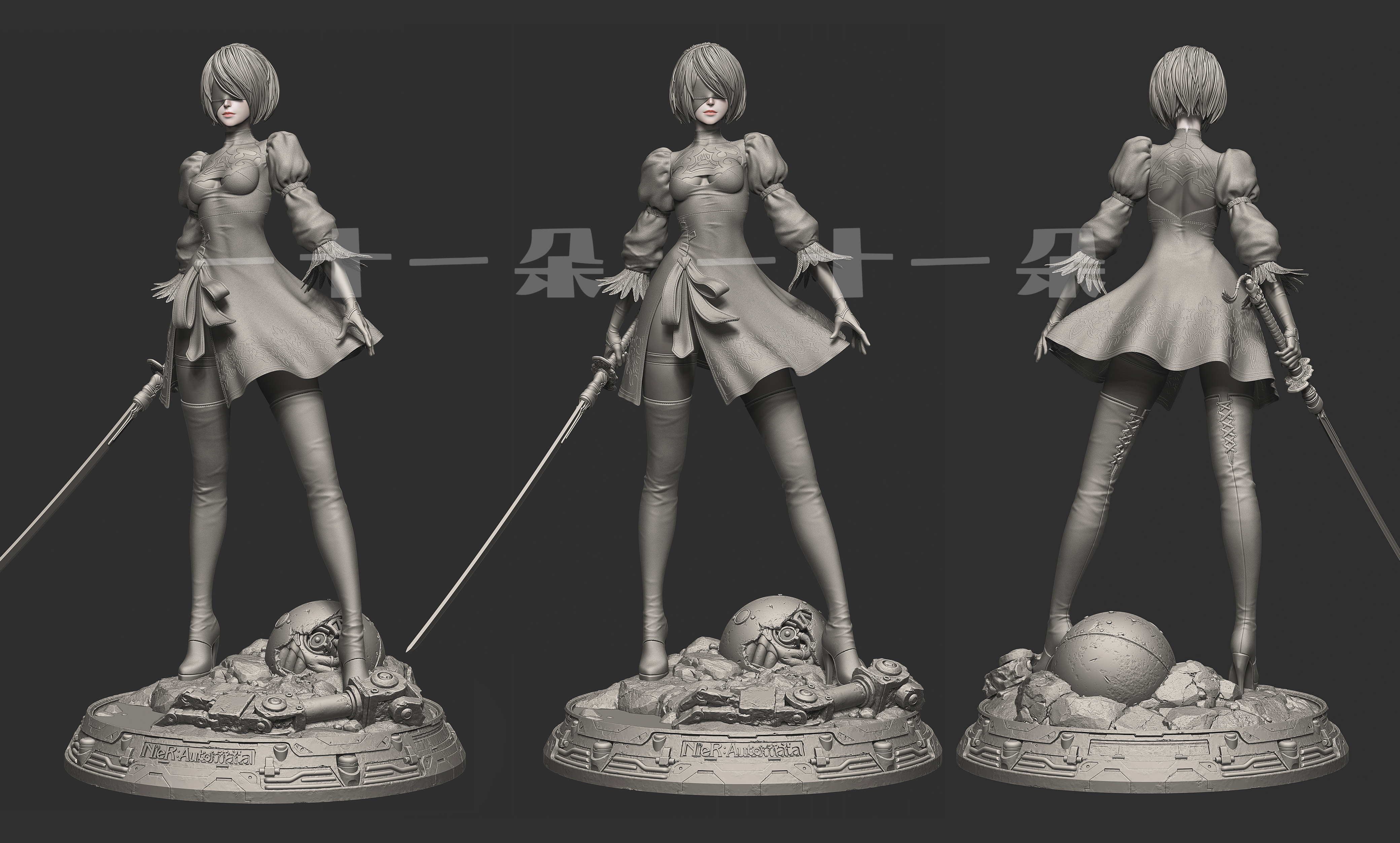 Gk雕像建模 尼尔机械纪元 2b_一十一朵-站酷ZCOOL