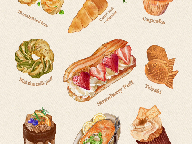 iPad手绘食物商插_加勒比海带彤彤-站酷ZCOOL