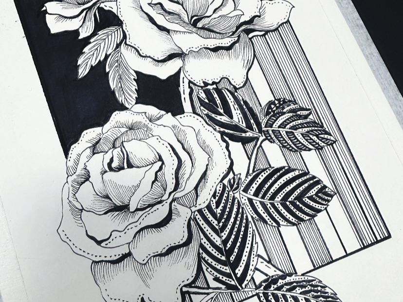 黑白设计装饰画 花卉_Judy兔-站酷ZCOOL