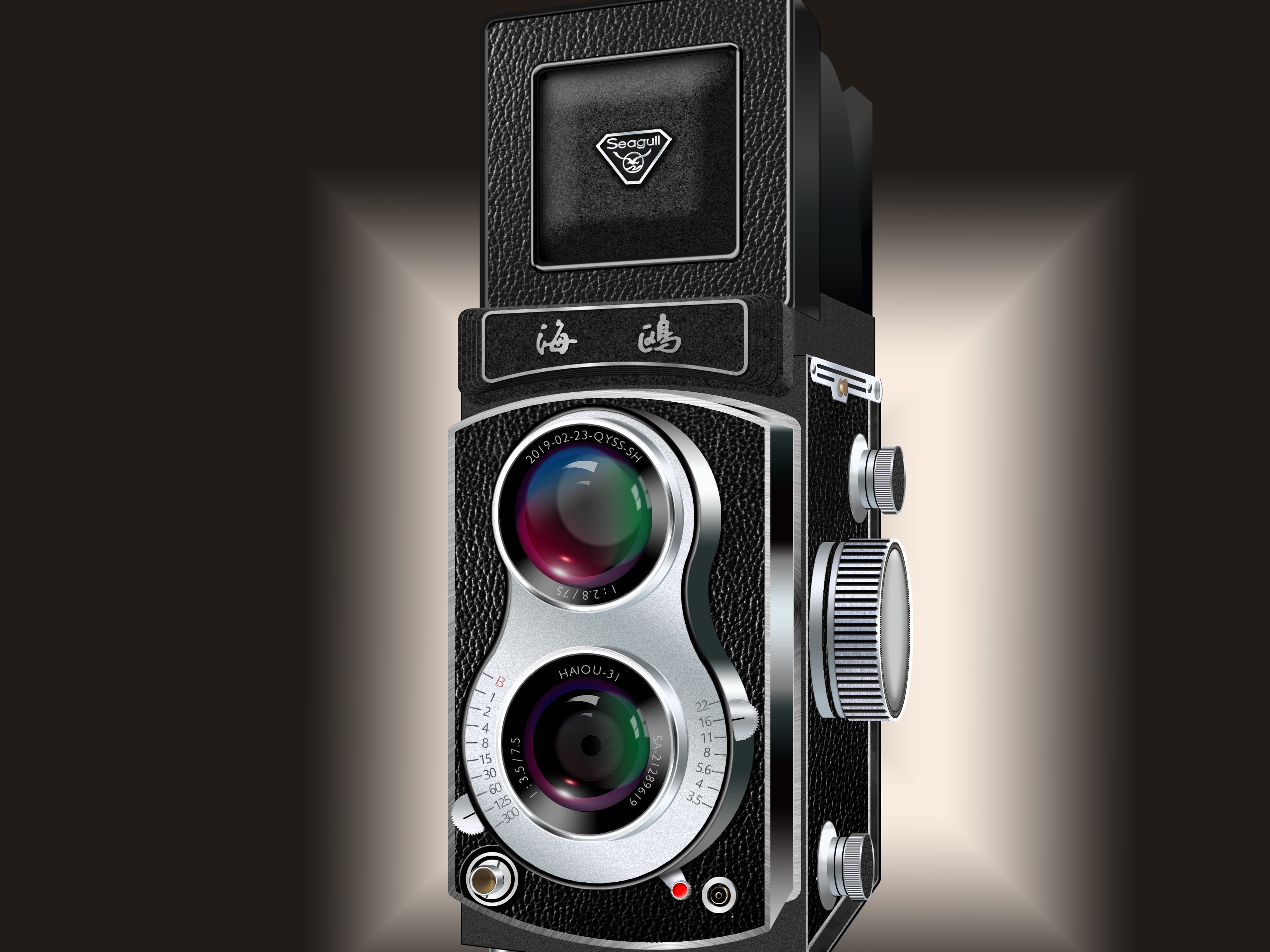 鼠绘 国产经典双镜头反光相机-海鸥4A_琴韵书声2019-站酷ZCOOL