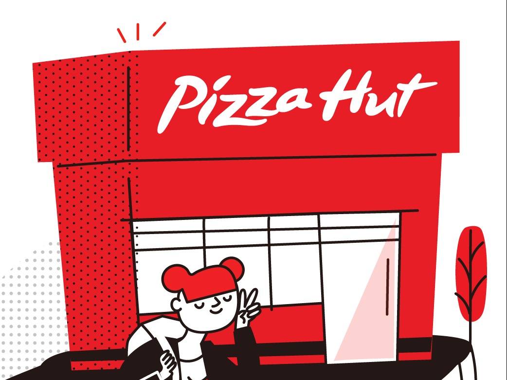 PIZZA HUT 长图插画_尤四划84-站酷ZCOOL