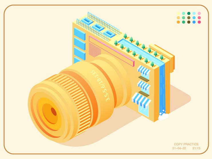 AI-2.5D创意微单插画-临摹_惜曦玺-站酷ZCOOL