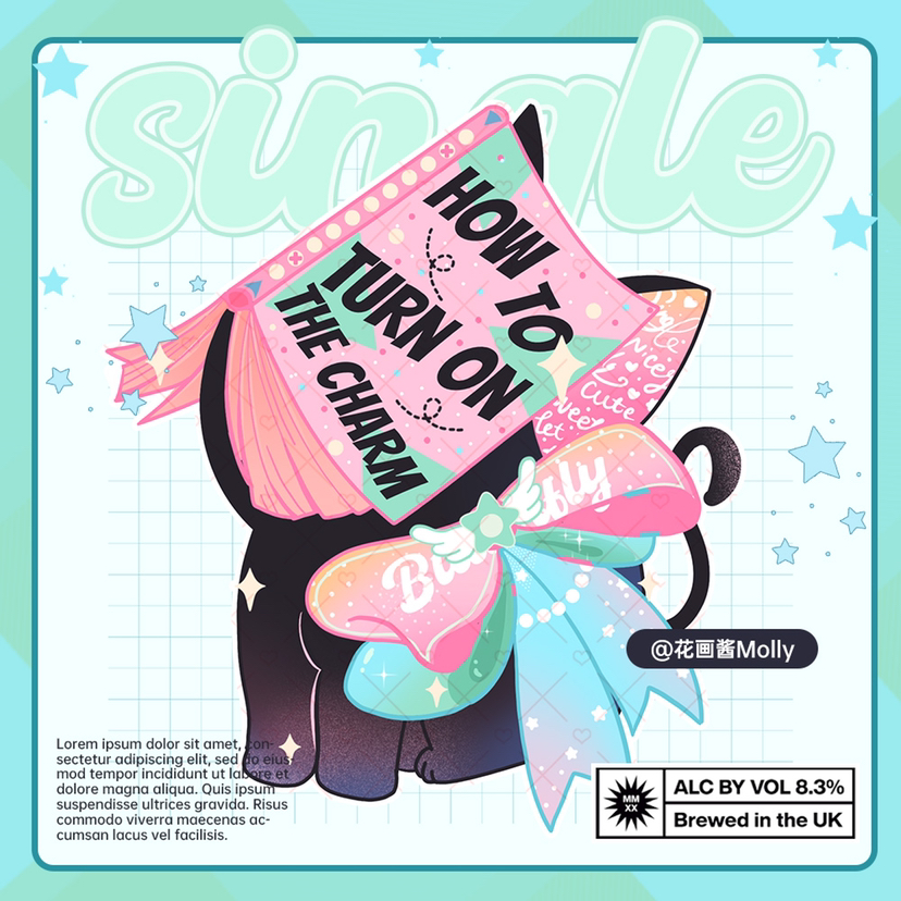 single cat 贴纸 开学季_花画酱Molly-站酷ZCOOL