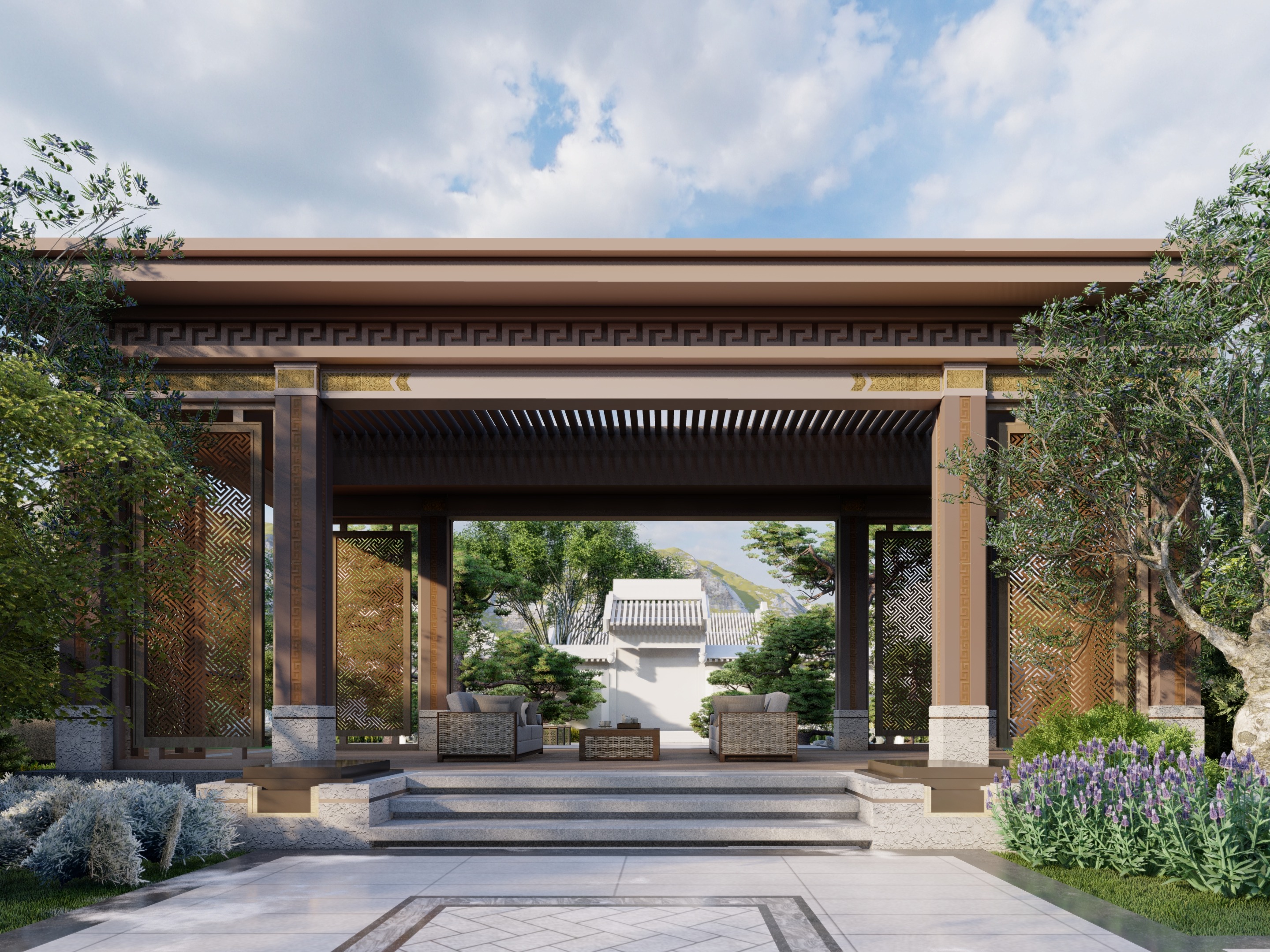 中式四合院现代中式景观_熙陆设计Tommy-站酷ZCOOL