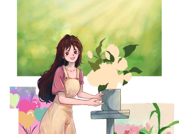 插花的少女_you美-站酷ZCOOL