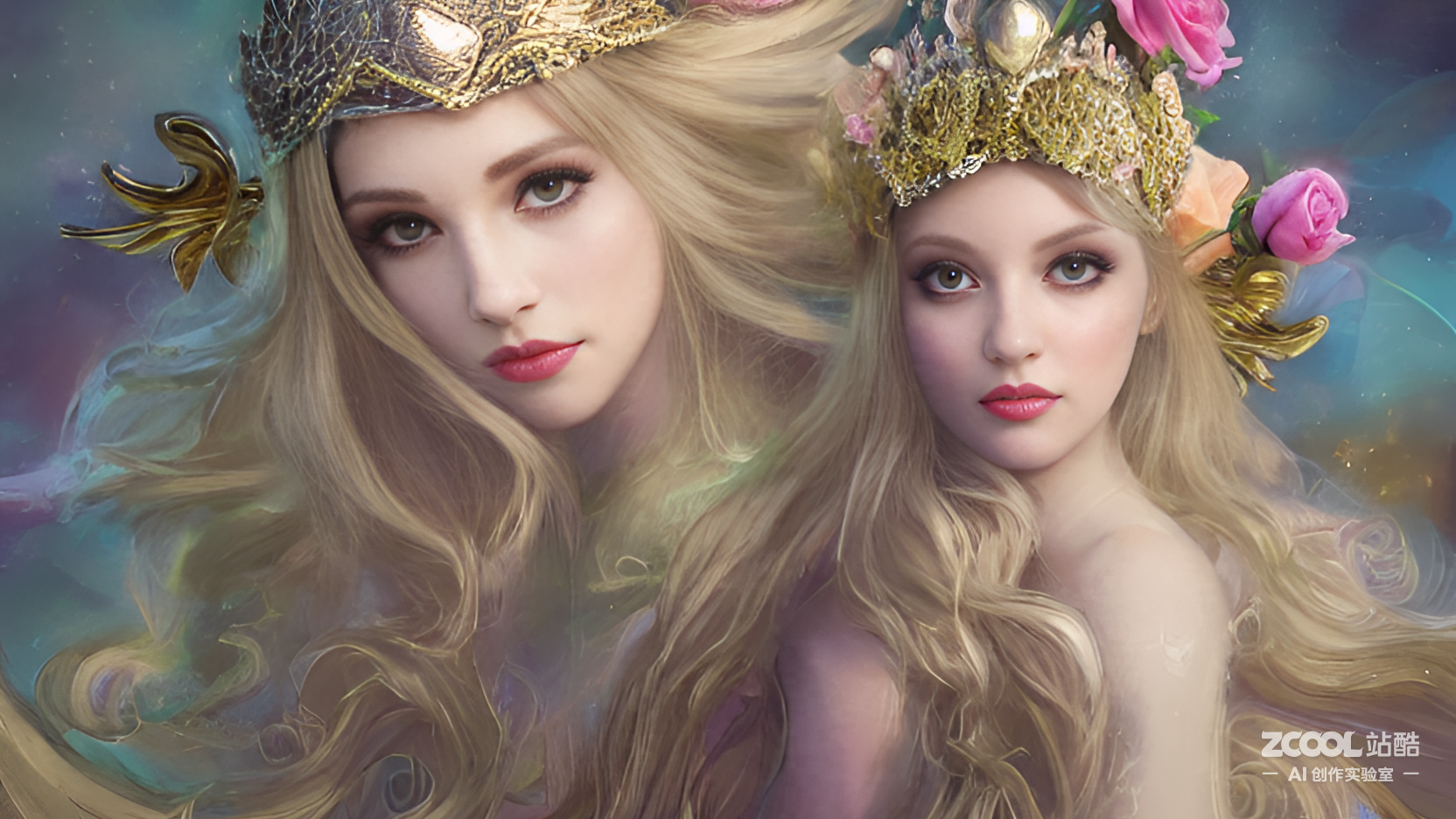 #AI创作实验室#一位银色长发的大眼睛美丽轮廓的公主，_火大侠-站酷ZCOOL