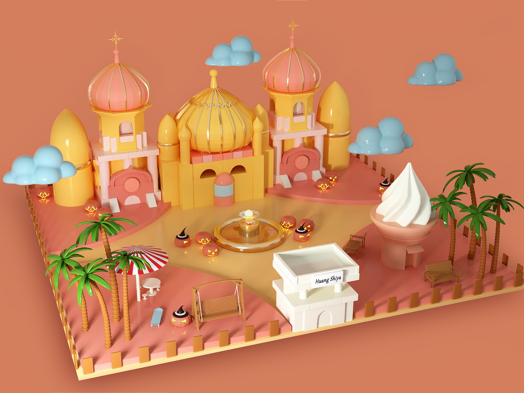 城堡场景Cinema 4D周作品7_雅不言丶寺-站酷ZCOOL