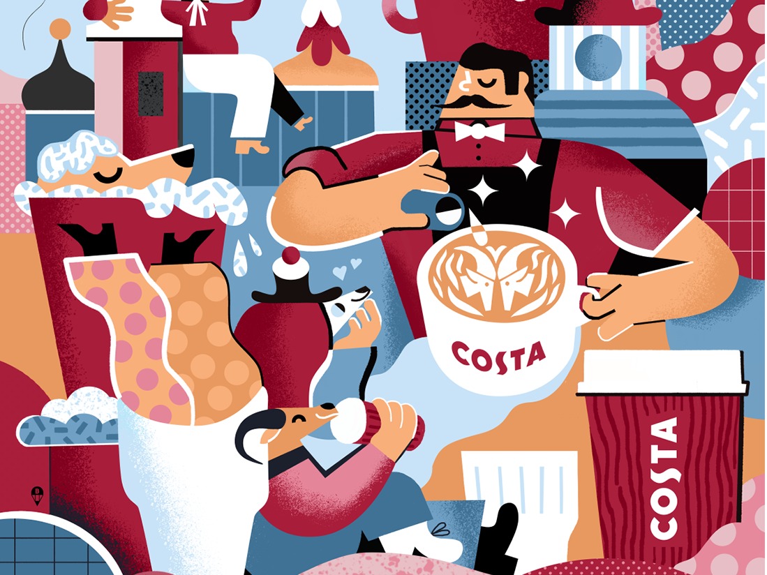 Karol Banach 为Costa咖啡打造视觉插画_AG艺峰国际-站酷ZCOOL