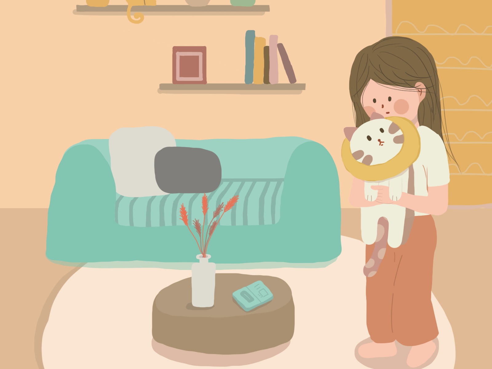 女孩和猫_刘茉莉moli-站酷ZCOOL