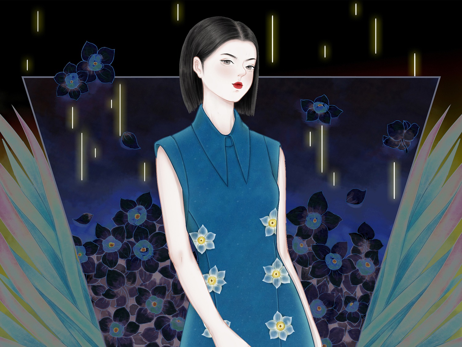 旗袍水仙式——服设_isnaisi-站酷ZCOOL