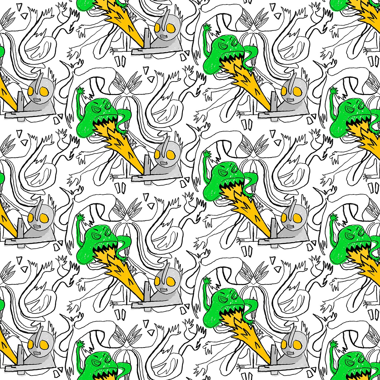 奥特曼打小怪兽-印花，图案，包装_kuku的KU-站酷ZCOOL