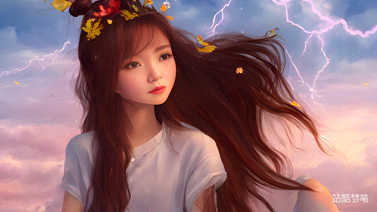 #站酷梦笔#1 chinese girl, eat icecream, summer, su_一天半-站酷ZCOOL