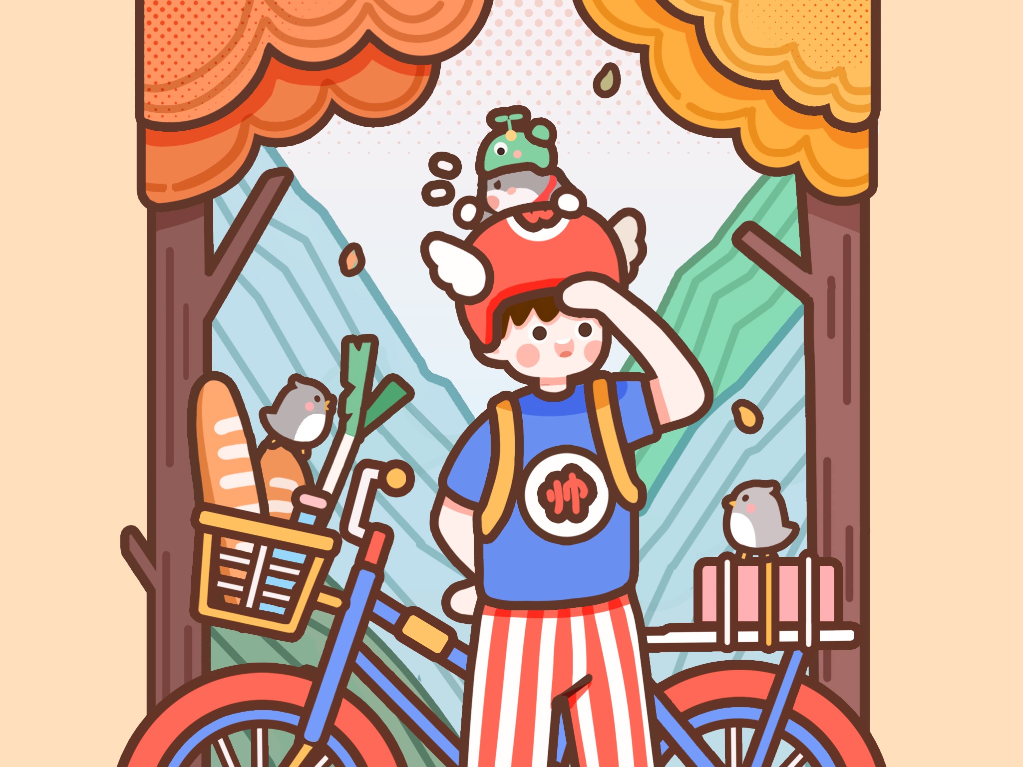 插画 | 猫与我【秋游篇】_猫叔UncleCat-站酷ZCOOL