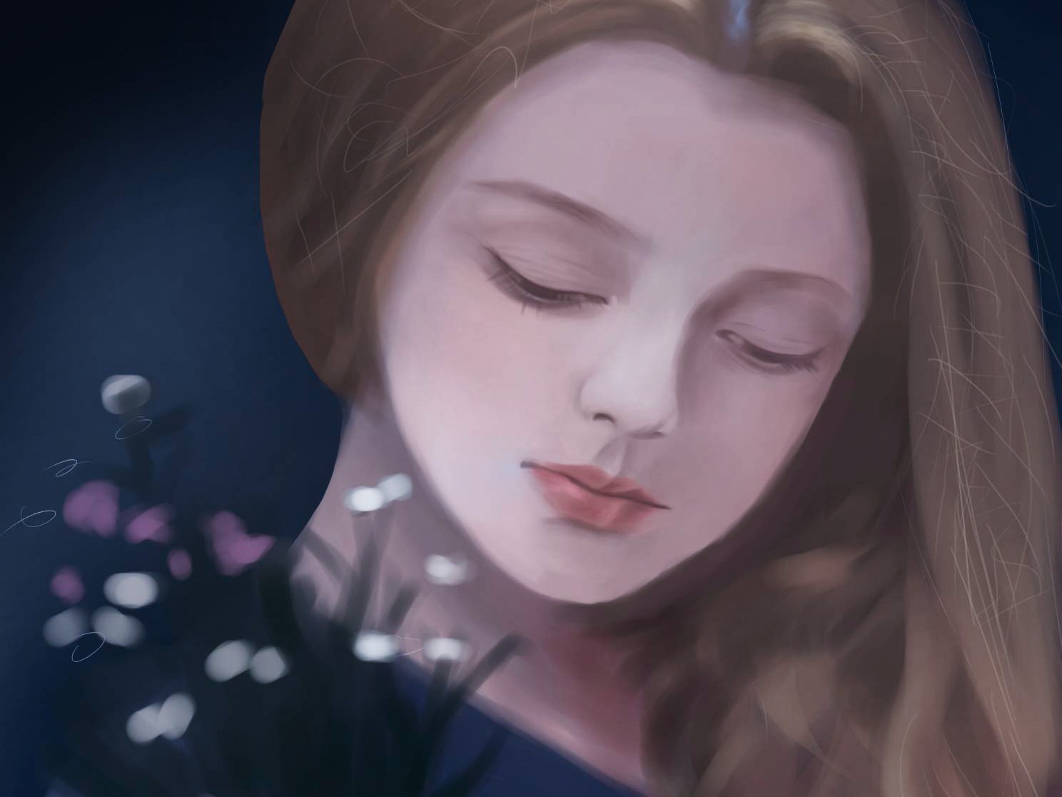 拿着花束的女孩_ablins-站酷ZCOOL