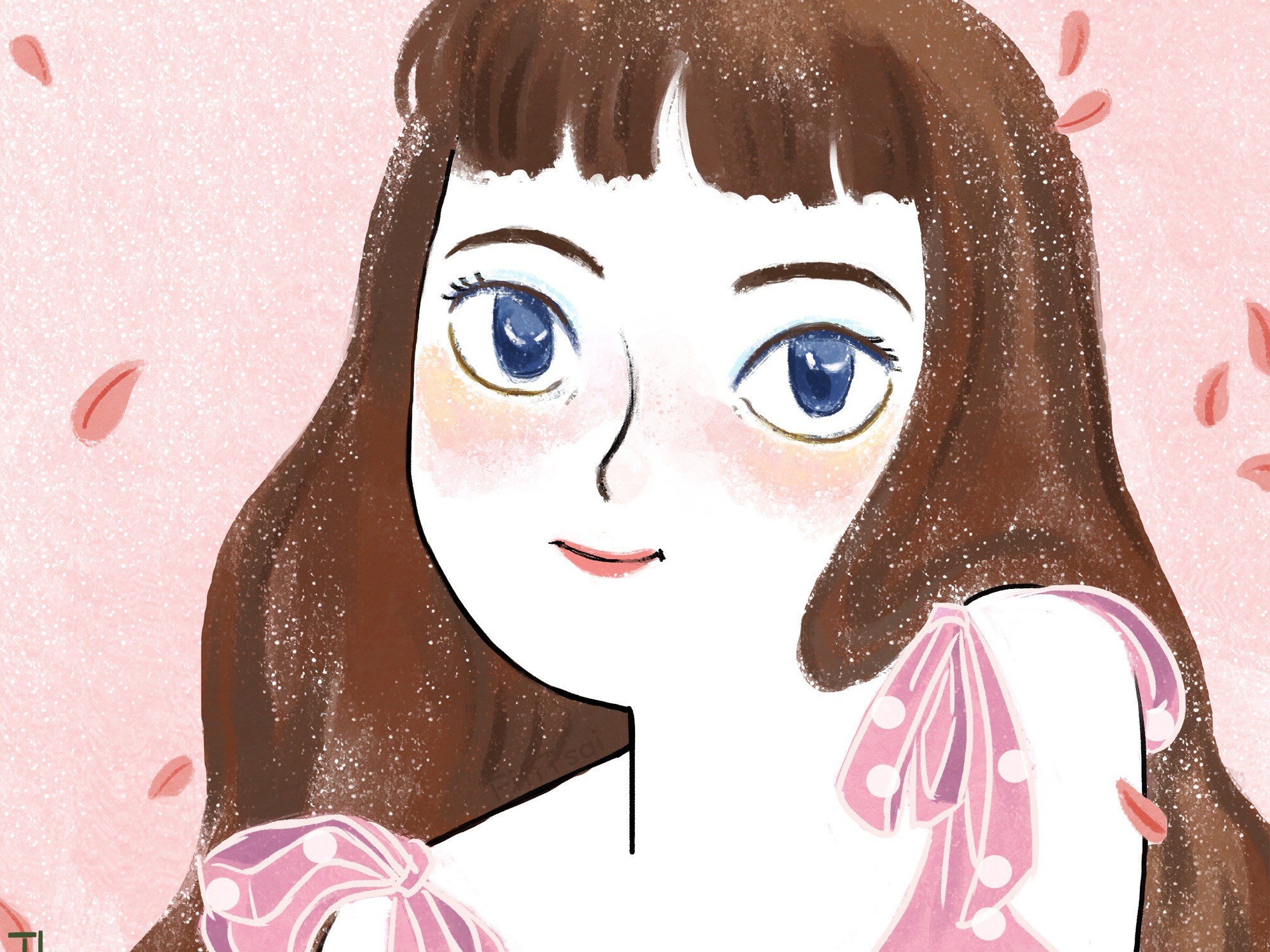 发一张新鲜出炉的少女插画，我画的我的表妹。_菲菲小姐Fifi-站酷ZCOOL