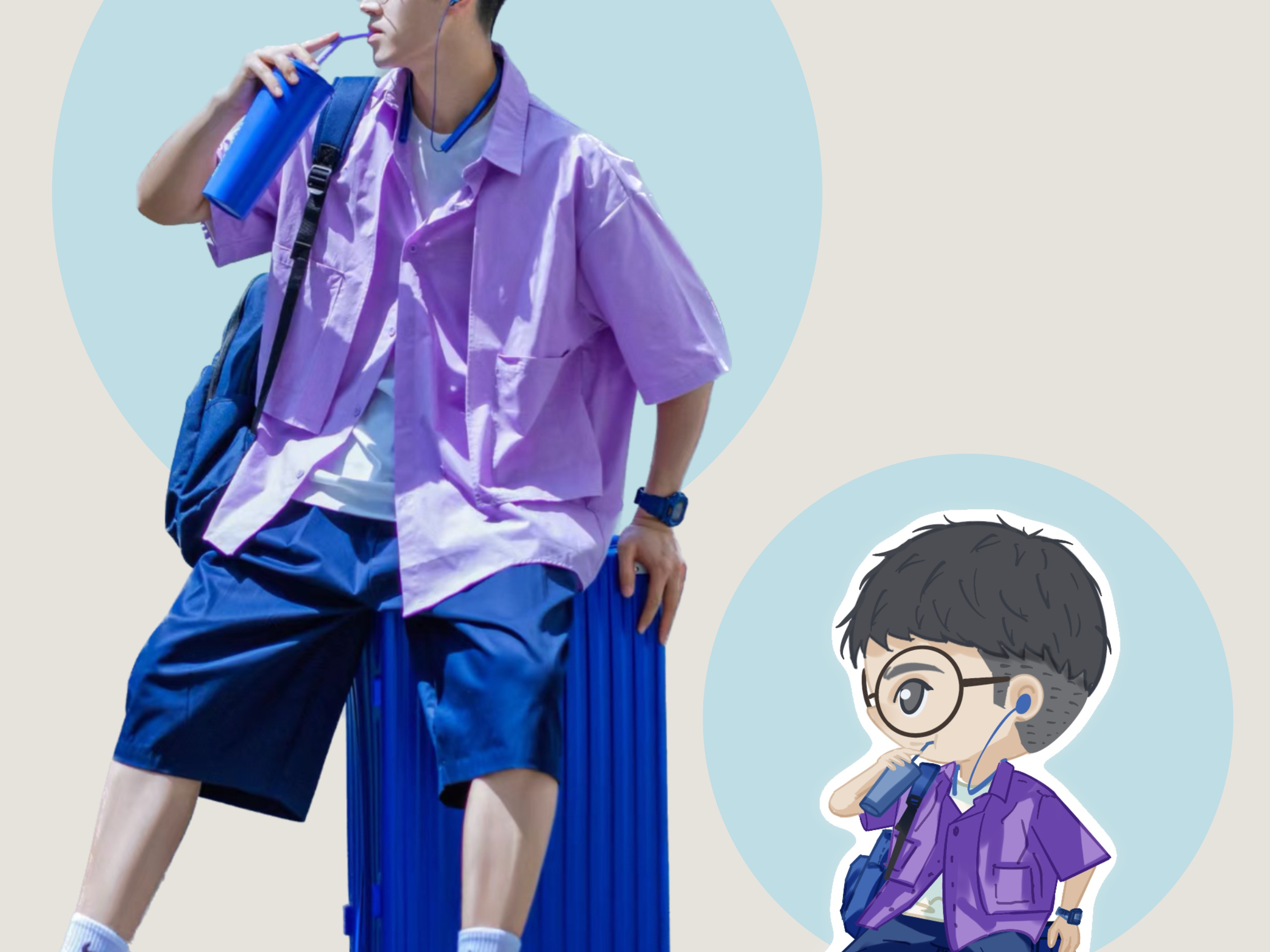 QQ人贴纸风转绘练习2_罗大Loda-站酷ZCOOL