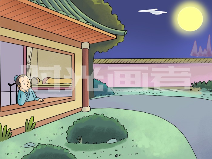 静夜思及其插图_素材网站_图片免费下载-ZCOOL站酷