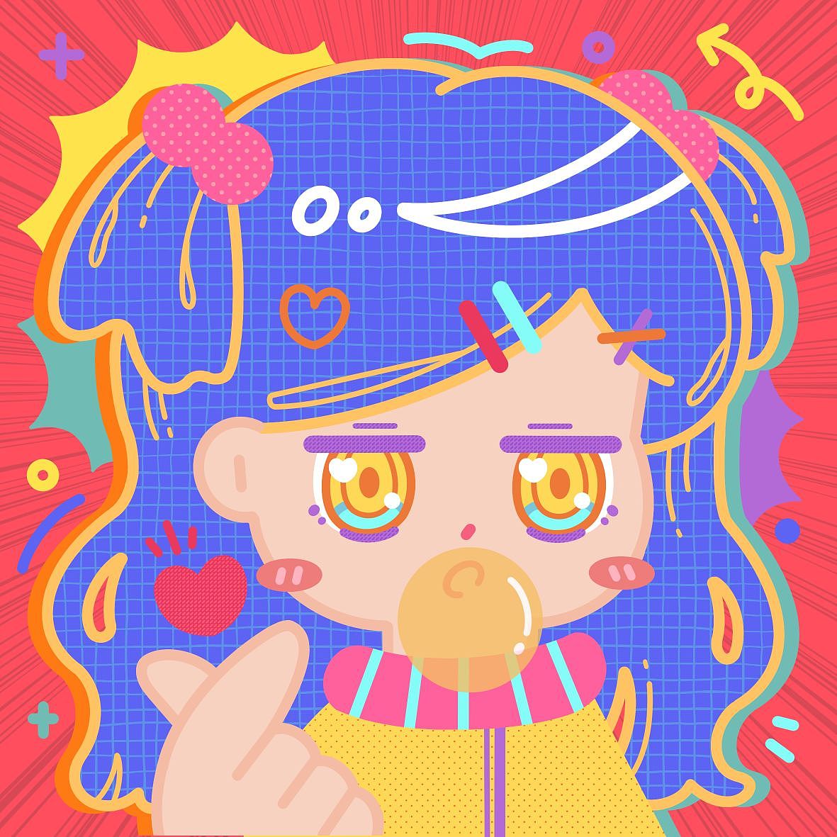 系列插画-波普少女vol.2_白桃蛋卷-站酷ZCOOL