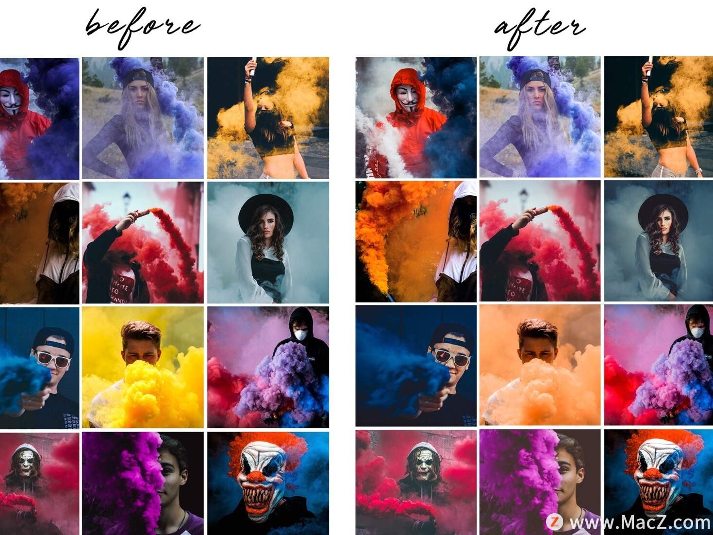 12个时尚彩色烟雾照片lr预设_柠檬吥萌-站酷ZCOOL