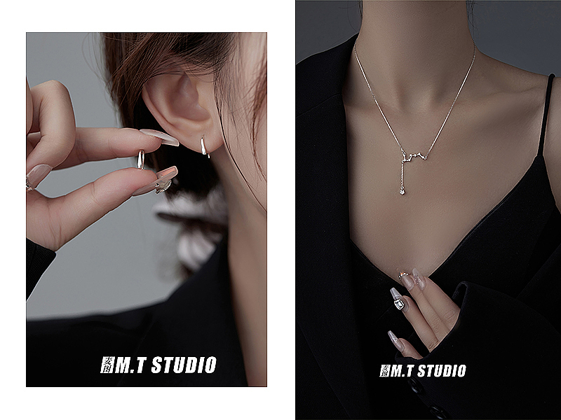 75°灰饰品无头风模特图耳钉项链S925银拍摄_麦图商业摄影-站酷ZCOOL