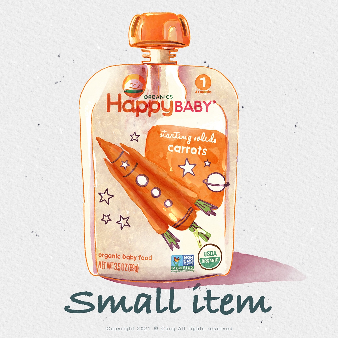 ipad水彩可爱小物件美食产品包装插画合集_聪哥_Cong-站酷ZCOOL