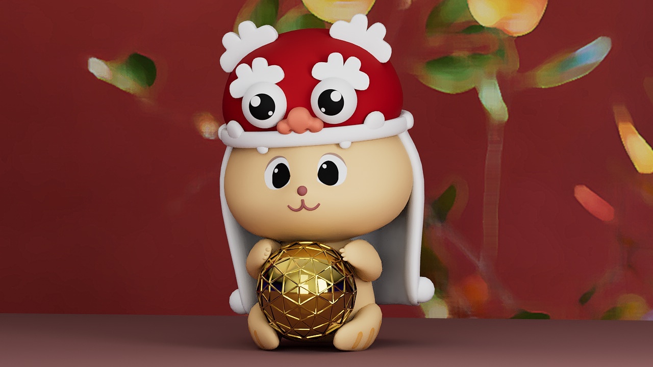 中国元素醒狮卡通3D设计_Nick老师-站酷ZCOOL