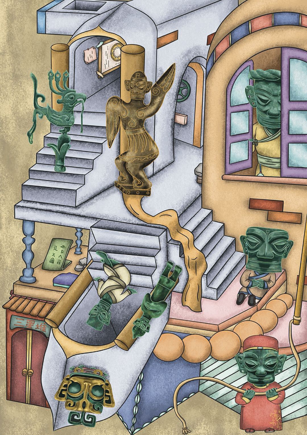 毕业设计 ‖ 三星堆系列插画没有葡萄糖的葡萄 站酷zcool