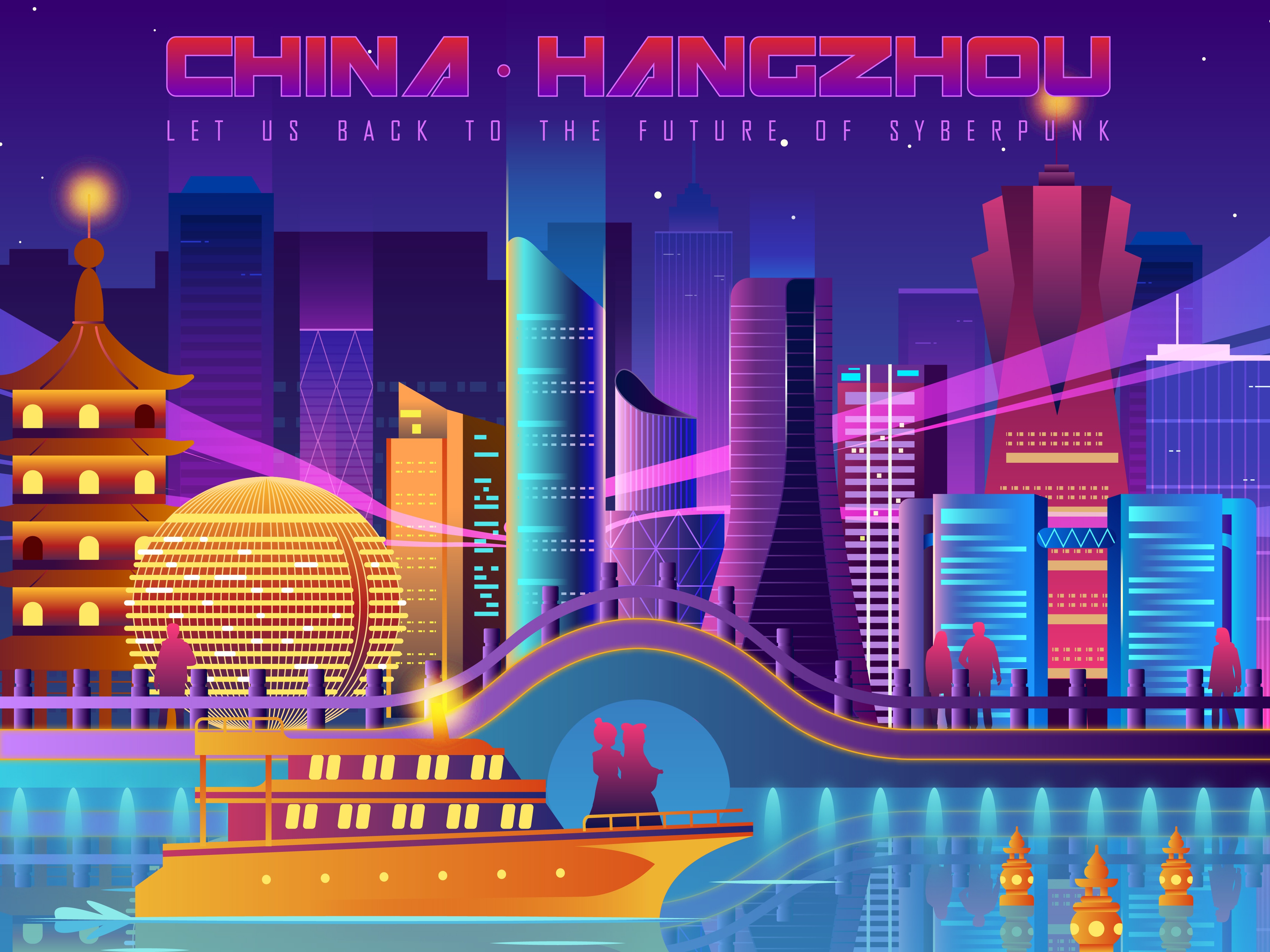 中国·杭州 夜景_桑稚Camille-站酷ZCOOL