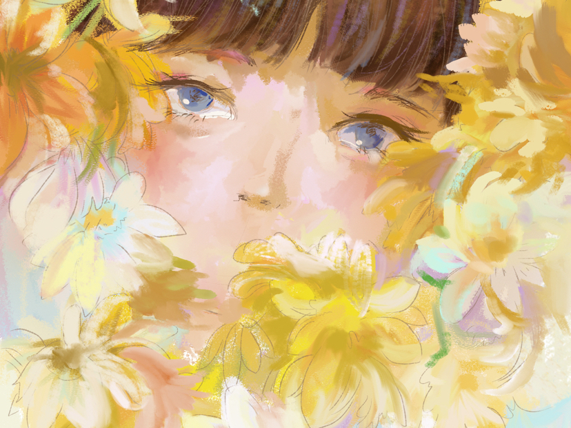 花与女孩_不喜欢吃鱼的小可-站酷ZCOOL