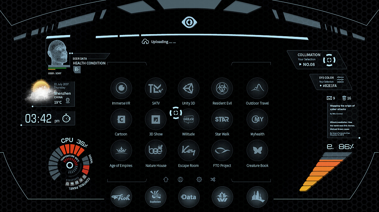 增强现实头盔 SEER 二代产品主界面UI设计|UI|交互/UE|soky_boy - 原创作品 - 站酷 (ZCOOL)