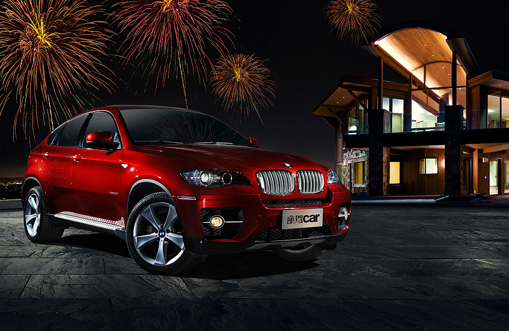 时尚座驾BMW X6 绚丽夜景2010作品///////_PS朱国栋-站酷ZCOOL