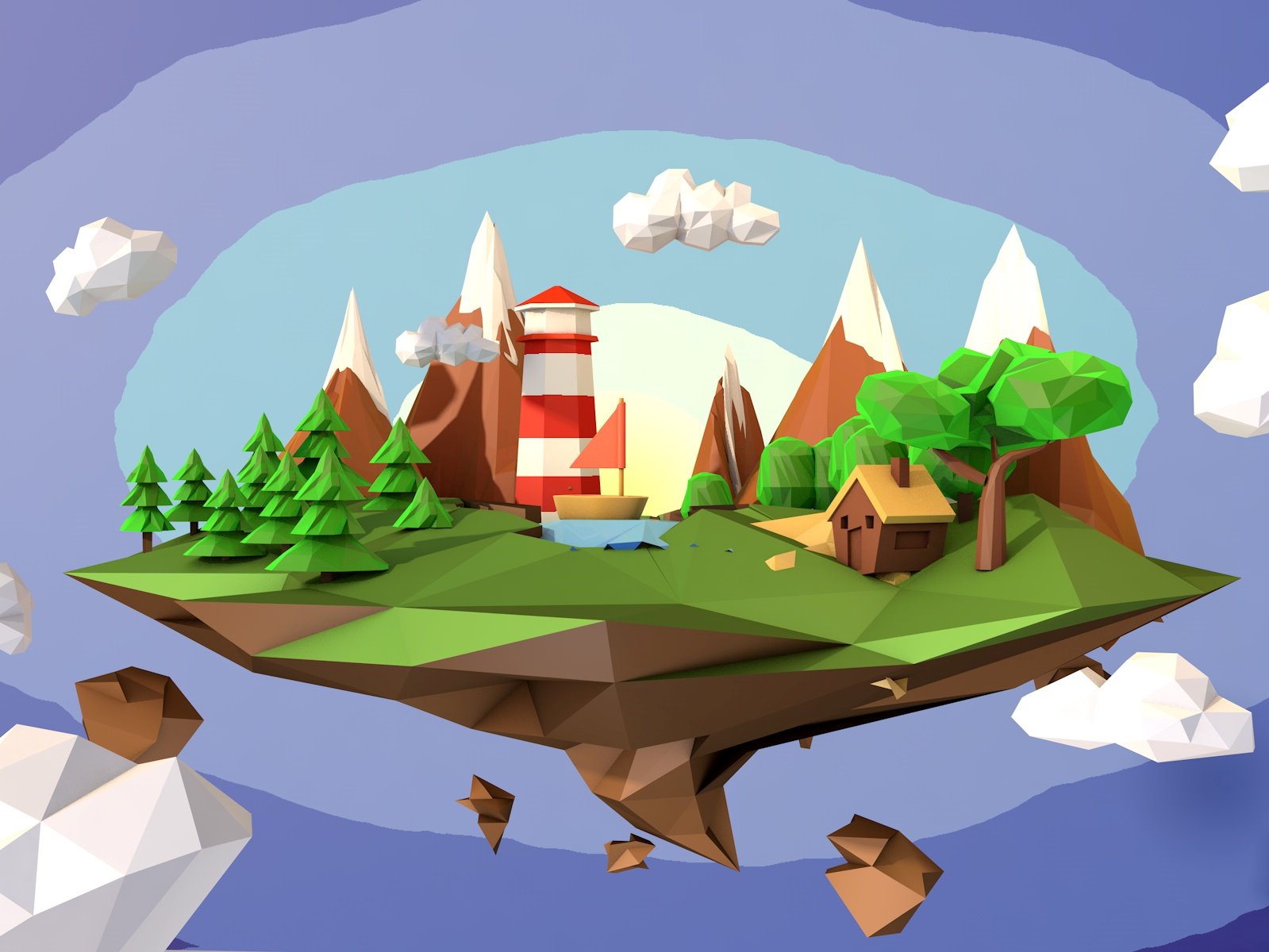 low poly 风格场景练习_嘉然今天吃什么r-站酷ZCOOL