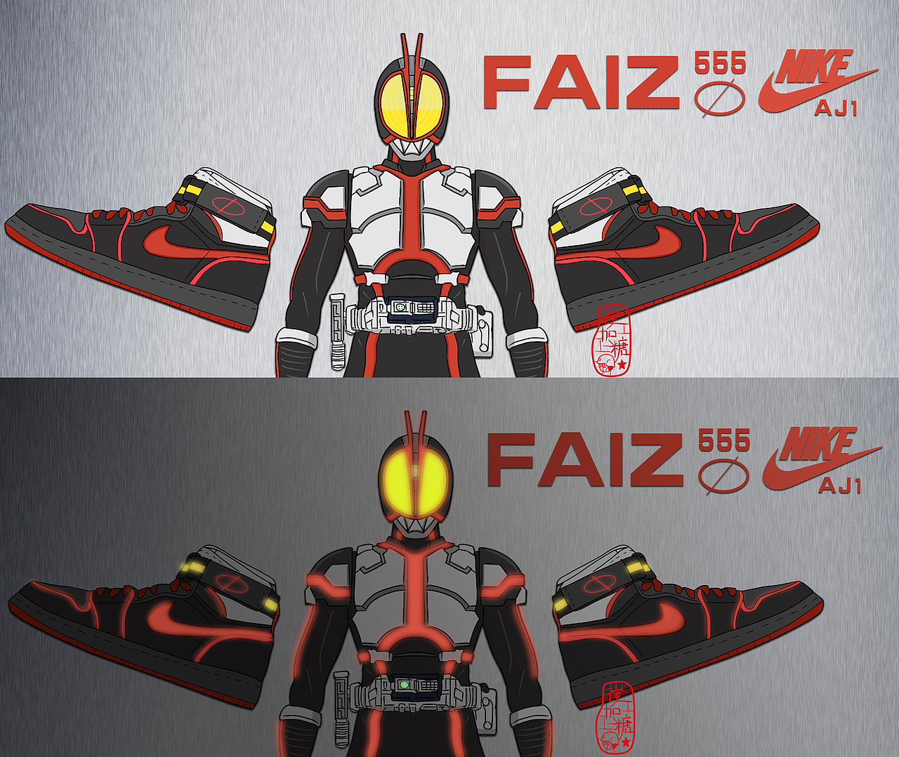 假面骑士faiz联名Nike AJ 1_崔加糖-站酷ZCOOL