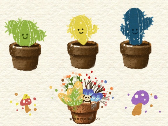 植物小插画_修炼铁砂掌Duang-站酷ZCOOL