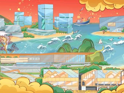 国风城乡旅游宣传长图插画海报_石XP-站酷ZCOOL