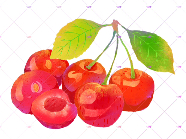 iPad手绘‖扁平肌理风‖小樱桃_文三岁的画-站酷ZCOOL