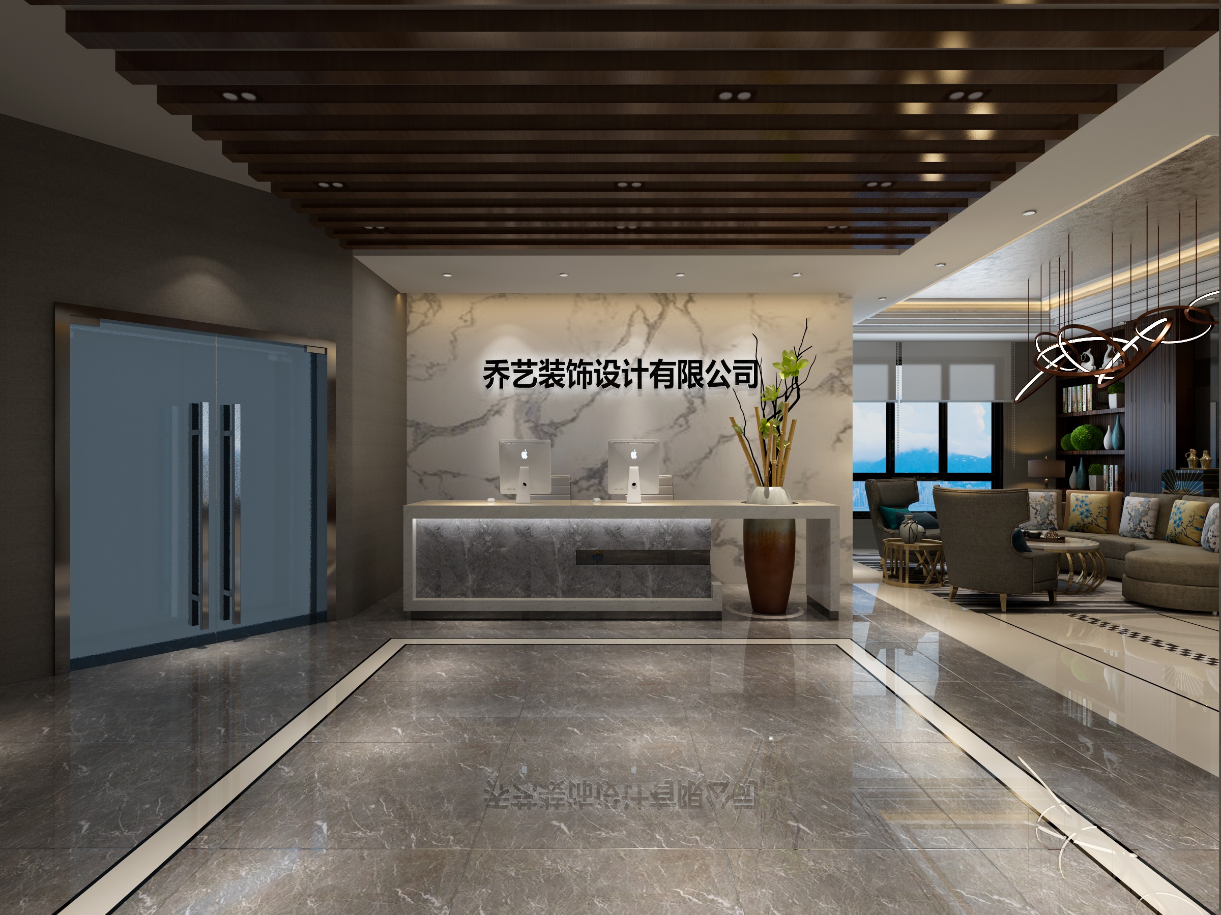装饰公司办公室前台_1992效果图小颖-站酷ZCOOL