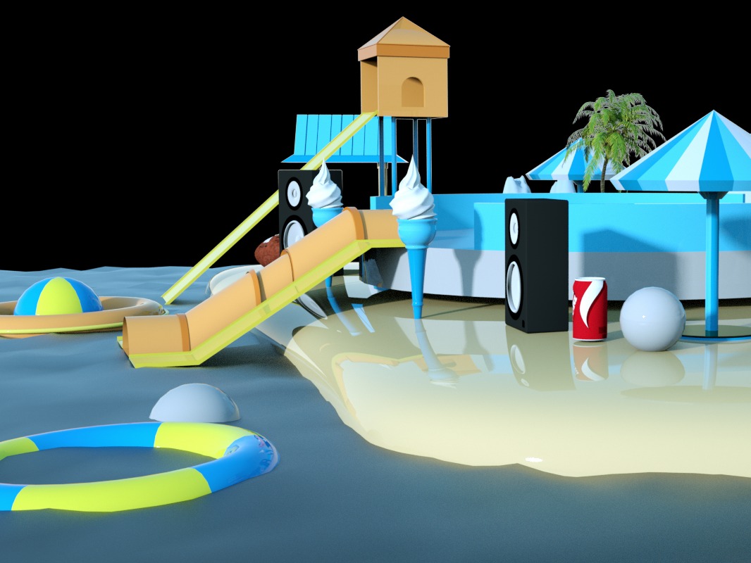 新手C4D临摹清凉节场景图_梦云雨9955-站酷ZCOOL