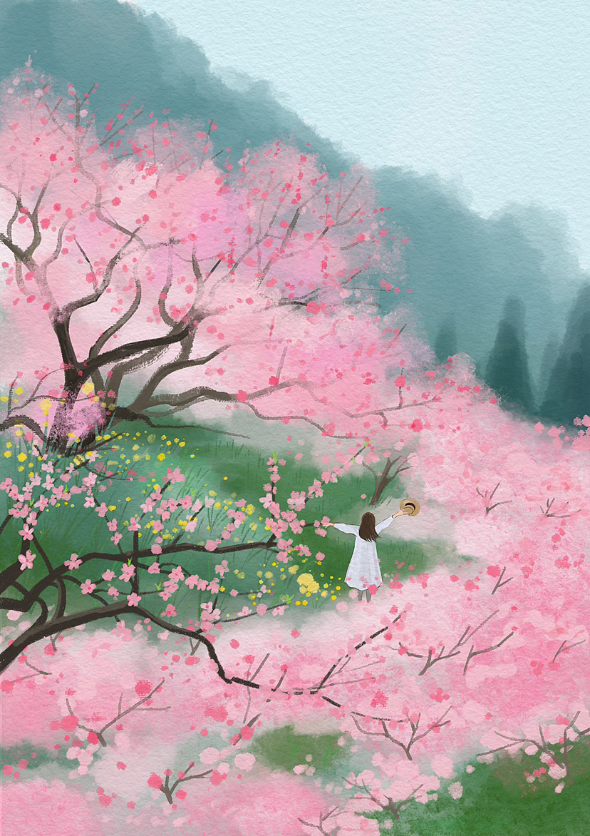 慢慢走过春天｜procreate插画_林田lisa-站酷ZCOOL