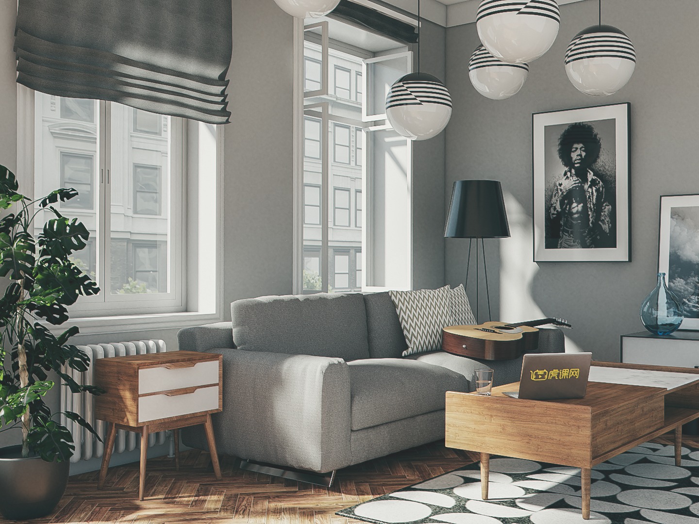 V-Ray Next SketchUp简欧风客厅 尝试不同的调色风格_bravobird-站酷ZCOOL