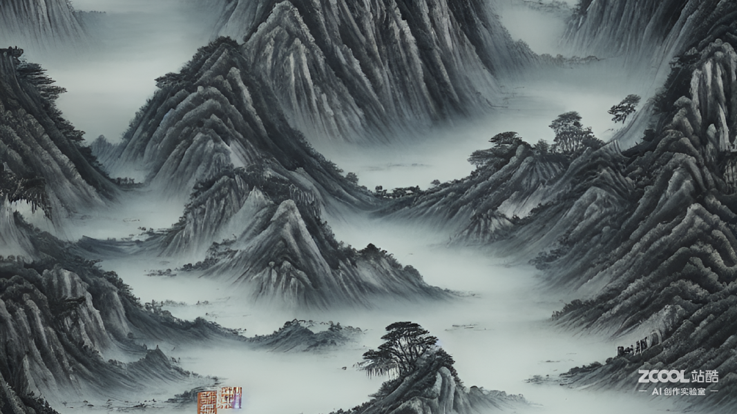 站酷ai生成：水墨风格创意设计作品图片素材 站酷zcool 