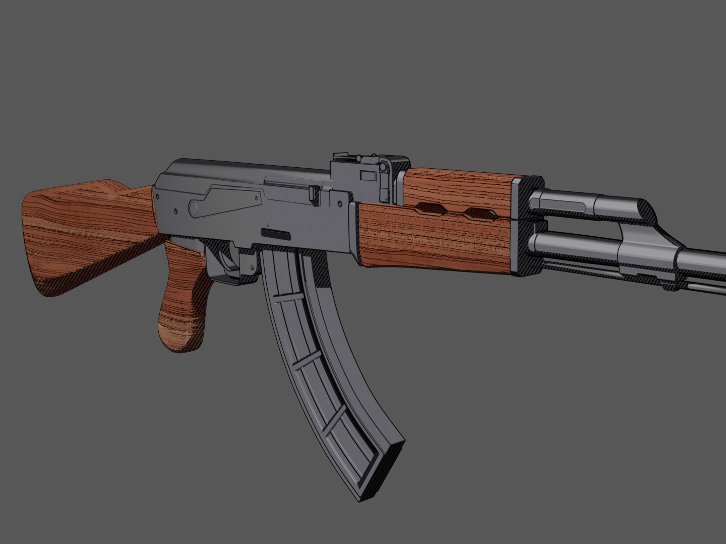 AK 47 写实渲染与三渲二_大叻宇-站酷ZCOOL