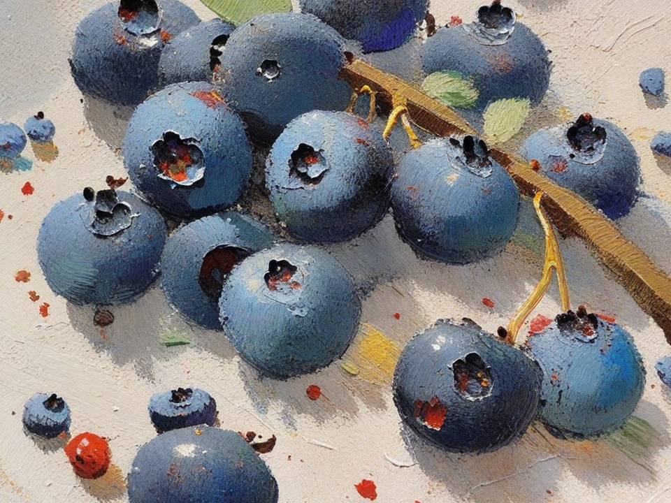 蓝莓油画｜水果插画_Sunny老师-站酷ZCOOL