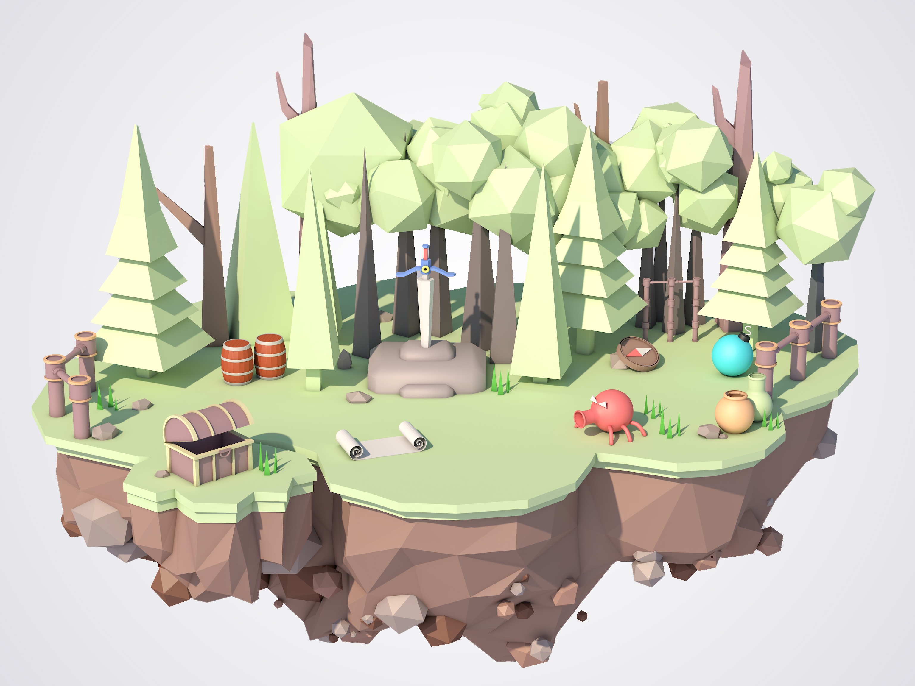 Lowpoly场景效果图_心流渲染工作室-站酷ZCOOL