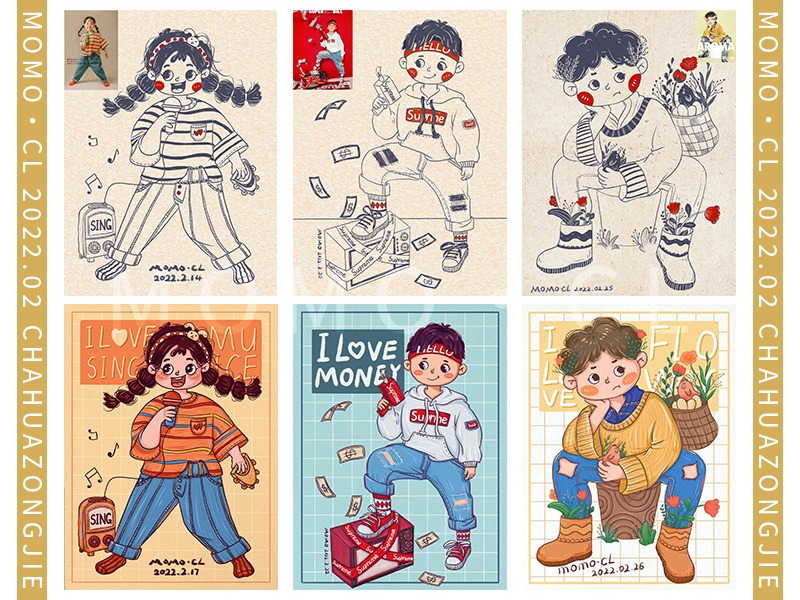 2月份人物插画总结~_MOMO0514-站酷ZCOOL