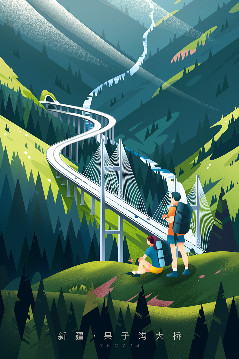 新疆旅游插画一_YNG724-站酷ZCOOL