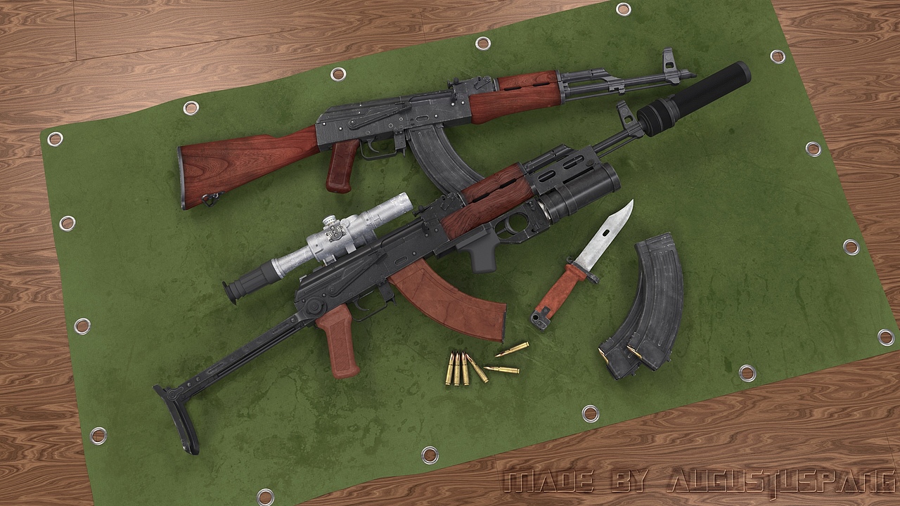 AKM vs AKMS 突击步枪|三维|其他三维|殇风_原创作品-站酷ZCOOL
