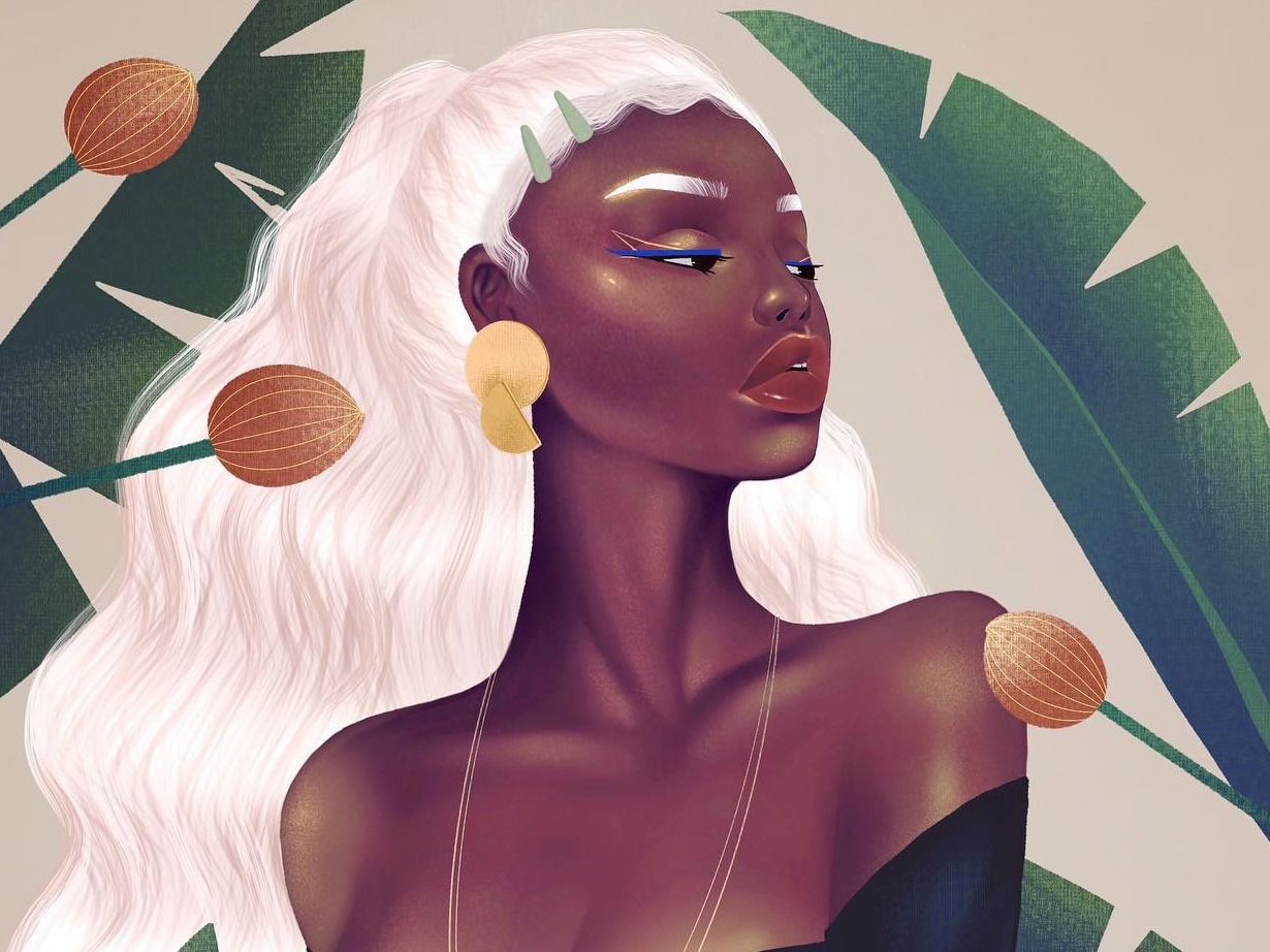 欧美黑妹插画临摹绘画过程_KDW_J-站酷ZCOOL