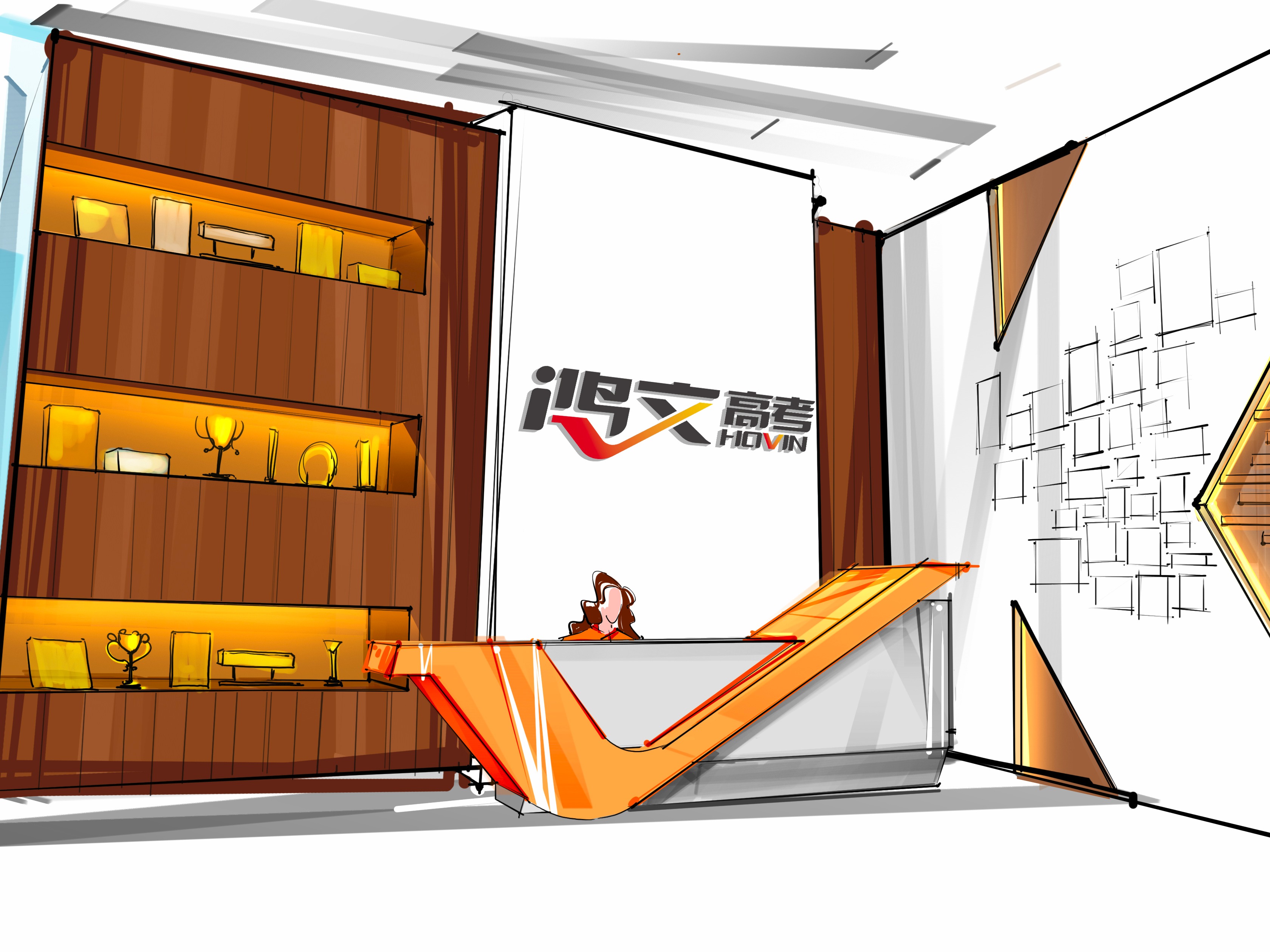 鸿文高考教育培训机构 模块化设计手绘效果图_lx_xxl-站酷ZCOOL