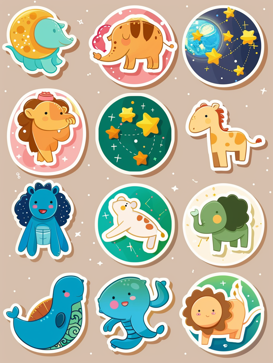 十二星座艺术贴纸ai_雪里莓工作室-站酷ZCOOL